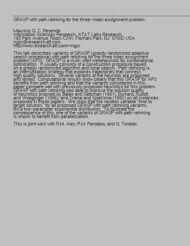 Schedule - Novel Approaches to Hard Discrete Optimization